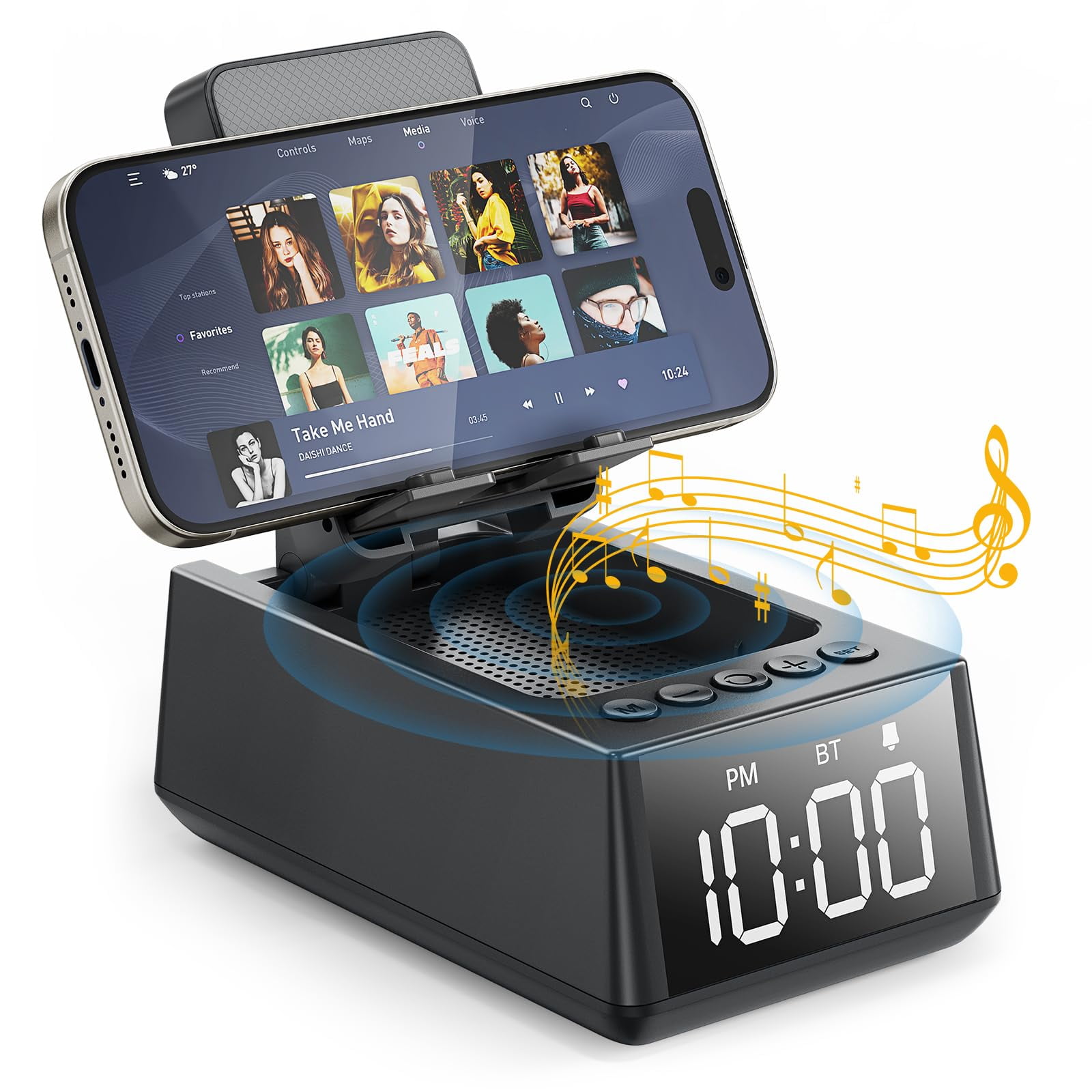 Presents for Men/Women, Cell Phone Stand with Wireless Speaker, 12H ...