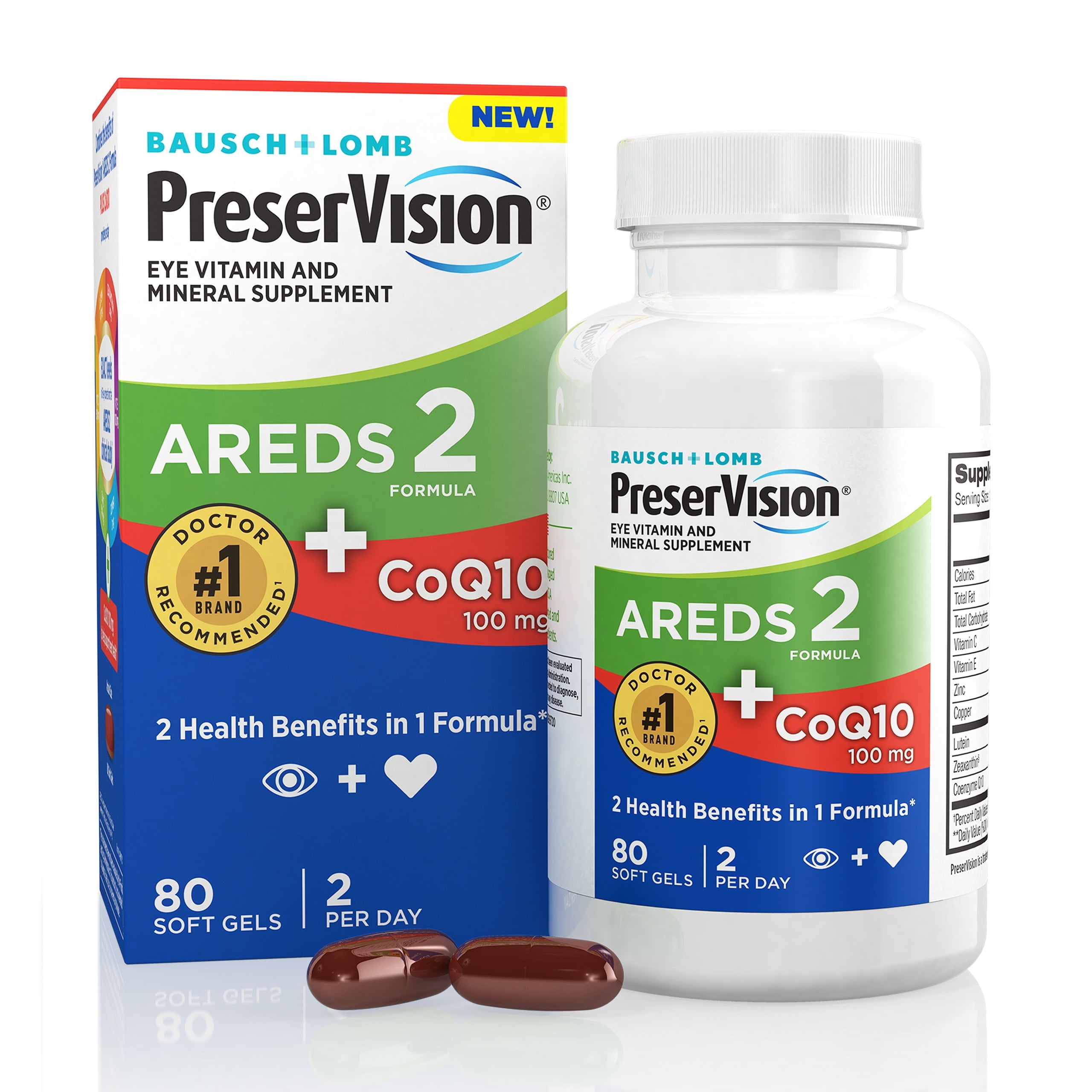 PreserVision Eye Vitamins with CoQ10 for Heart and Eye Health, Lutein ...