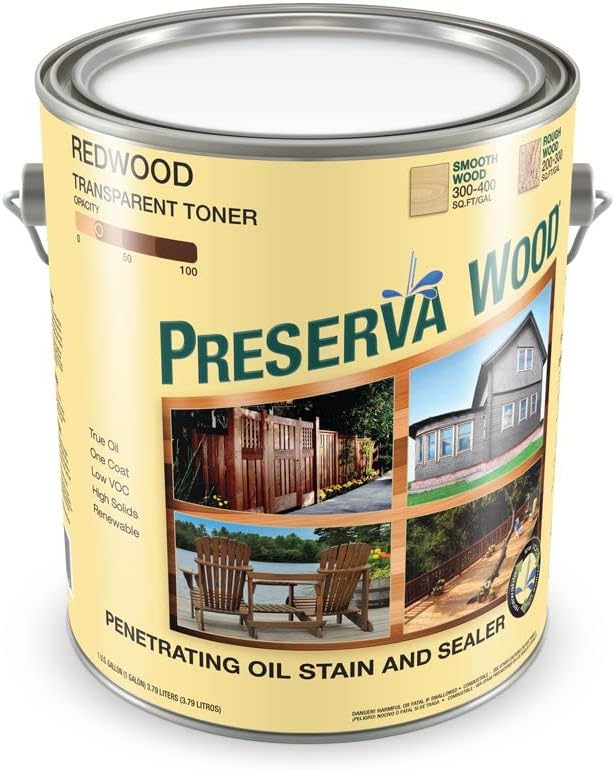 Preserva Wood 1 Gal. 100 VOC Transparent Oil Based Redwood Exterior ...