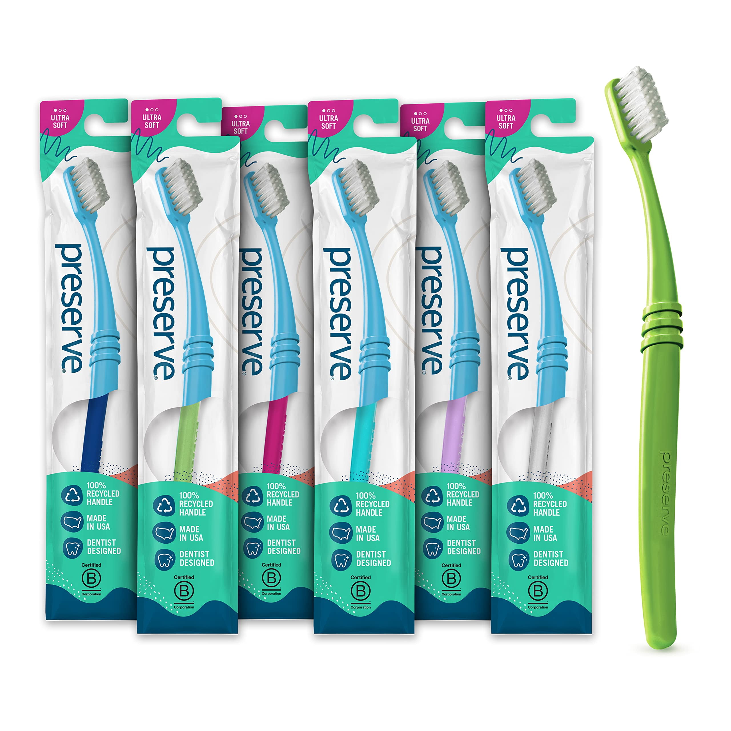 Preserve Eco Friendly Adult TSF6 Toothbrushes, Made in The USA from ...