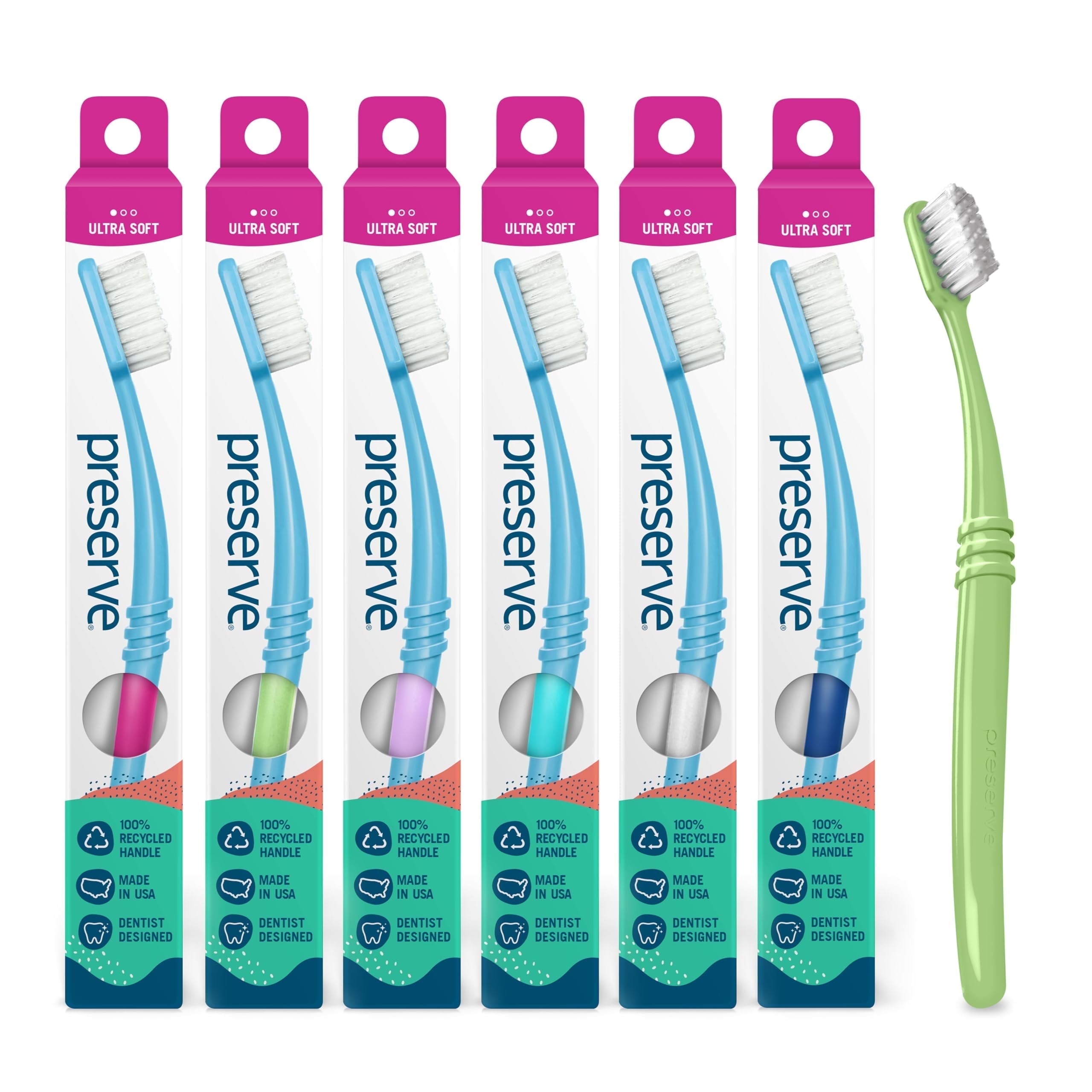 Preserve Toothbrush - 6-Pack, Ultra-Soft Bristles – Eco-Friendly - Made ...