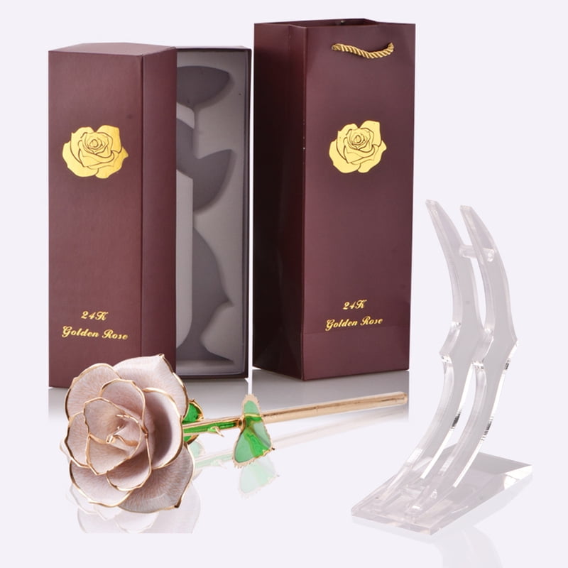Preserved 24k Gold Long Stem Immortal Rose New Colors 2024 White Long ...