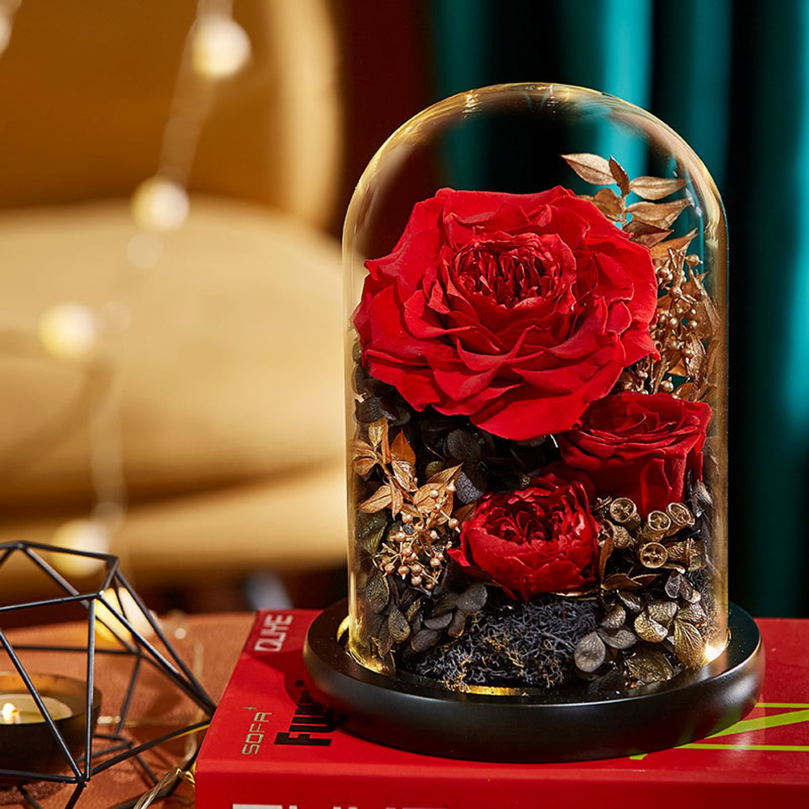 Preserved Flower Glass Cover Eternal Rose Glass Eternal Rose Flower ...