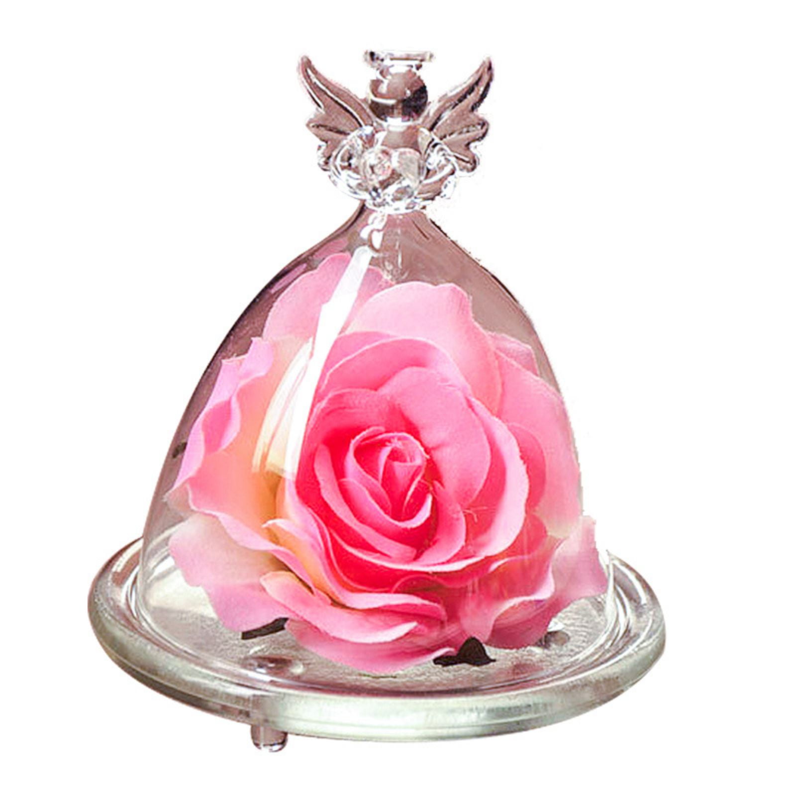 Preserved Flower Rose Gifts in Glass Angel Figurines,Birthday Gifts for ...