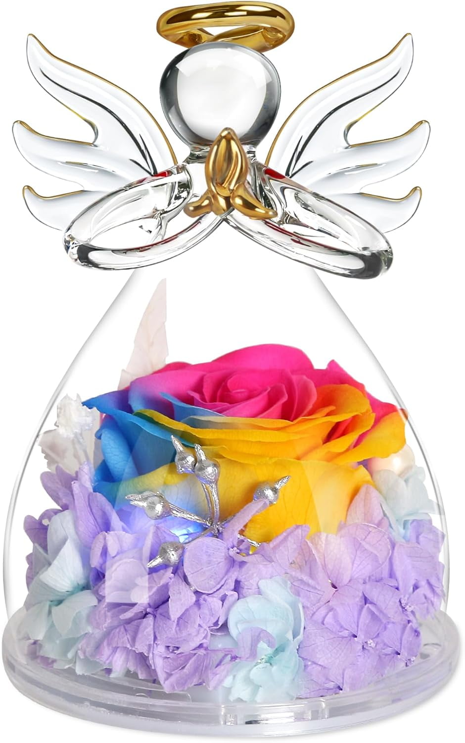 Preserved Flower Rose in Glass Angel Figurines,Mothers Day Rose Gifts ...