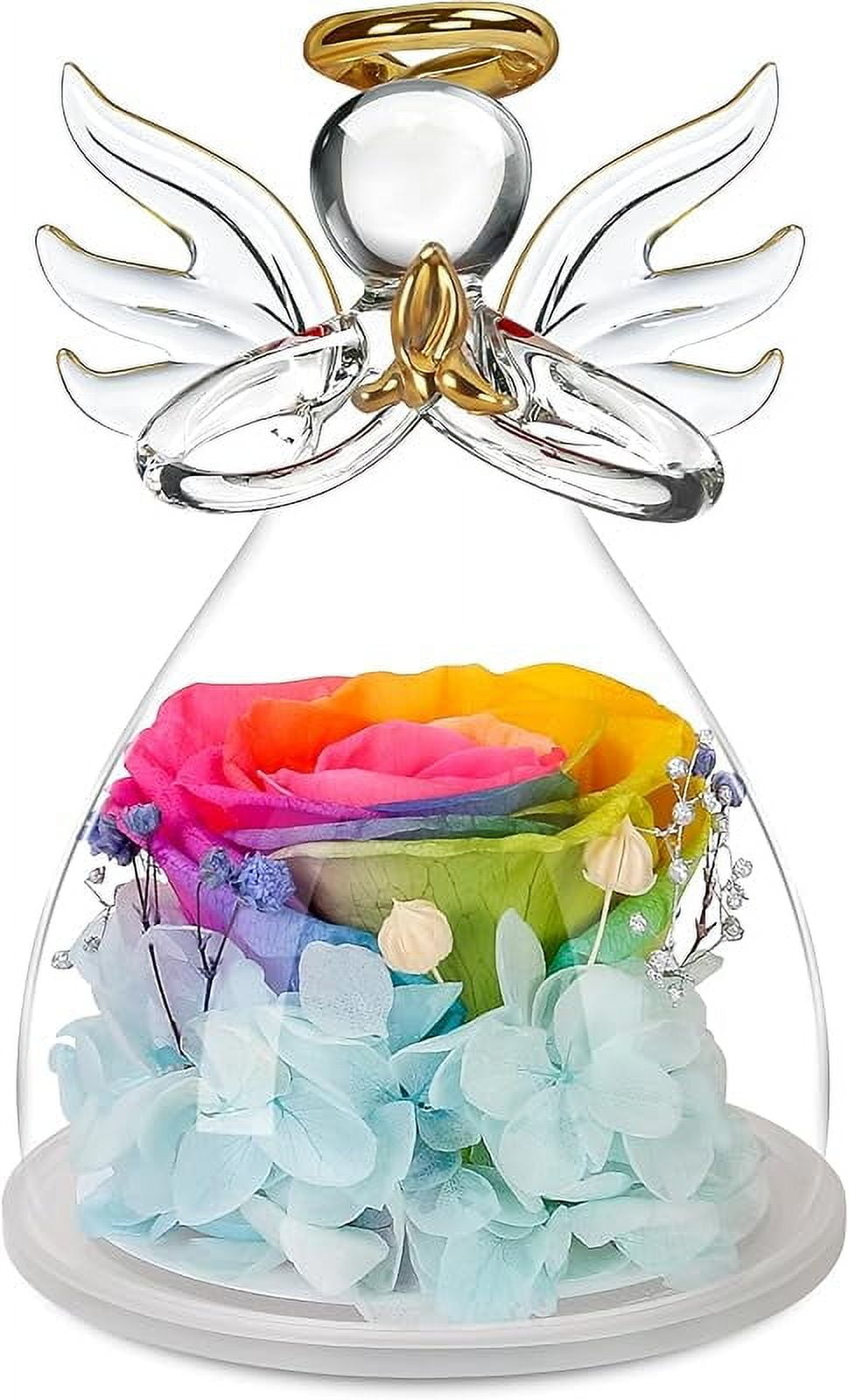 Preserved Flower Rose in Glass Angel Figurines,Mothers Day Rose Gifts ...