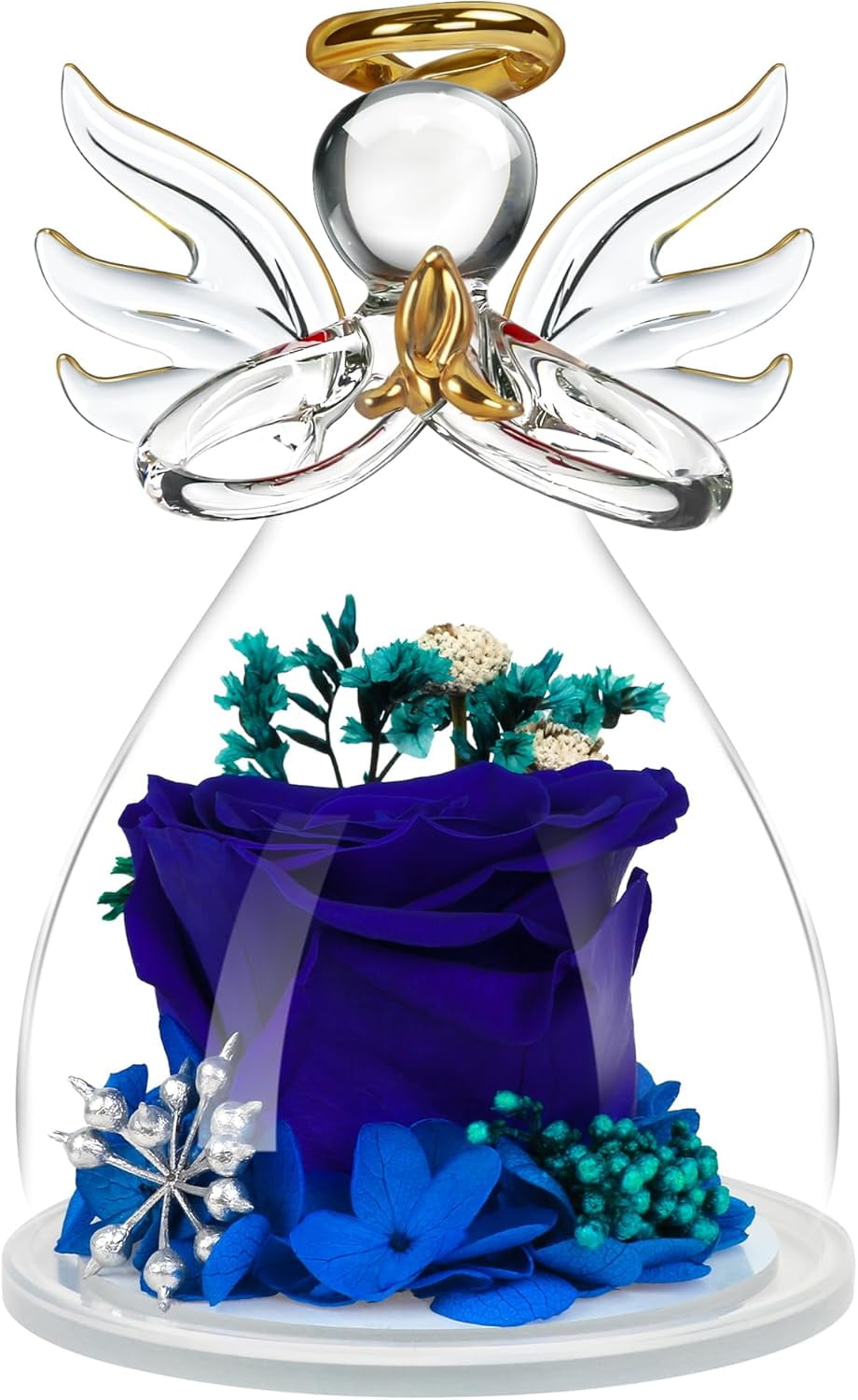 Preserved Flower Rose in Glass Angel Figurines,Mothers Day Rose Gifts ...
