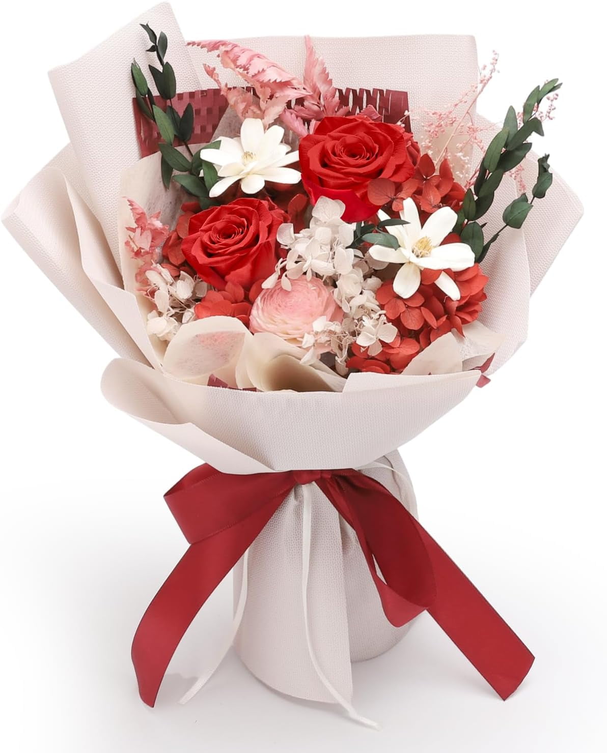 Preserved Flowers Bouquet,Eternal Flowers with Box,Real Red Rose ...