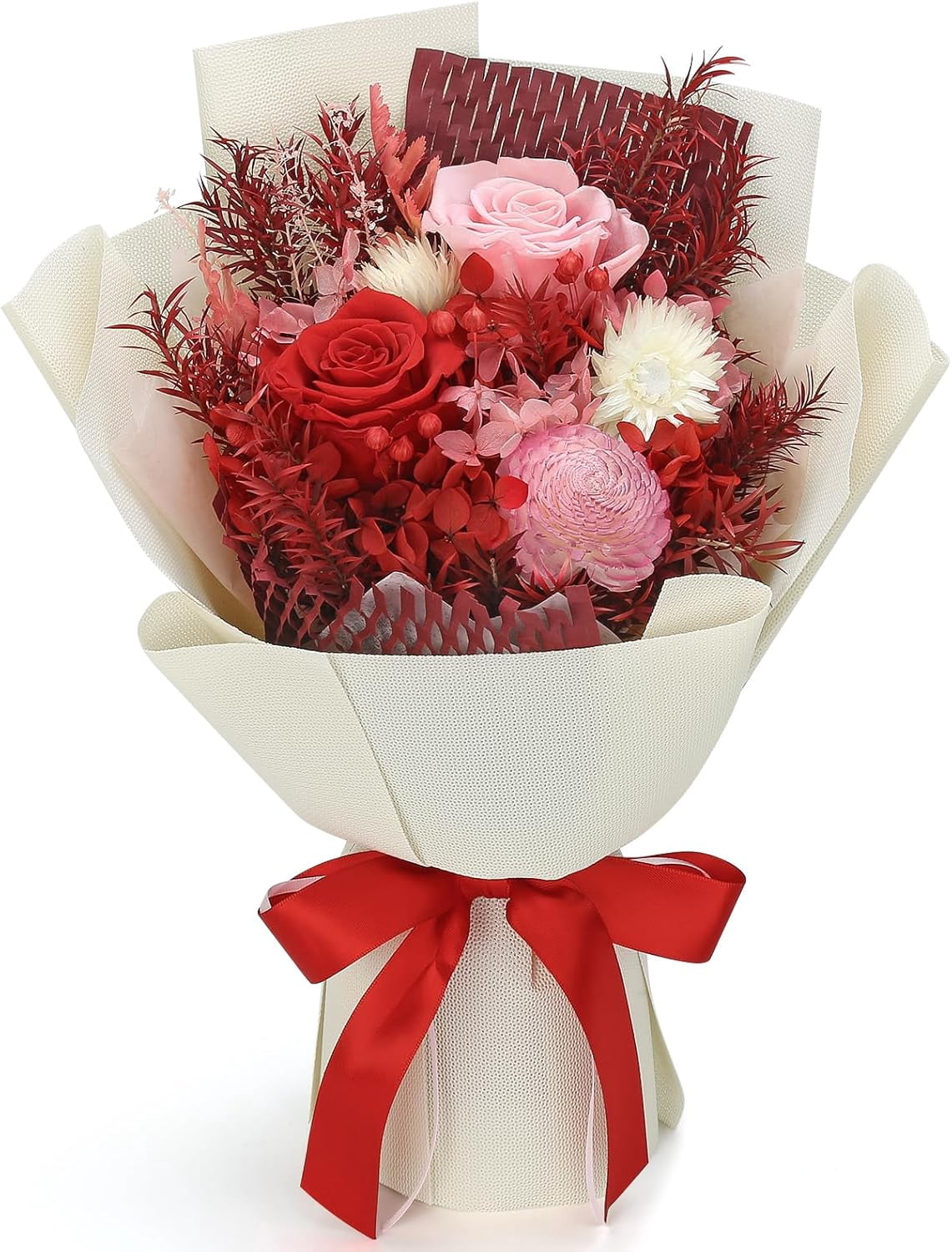 Preserved Flowers Bouquet Natural Real Long Lasting Roses and Flowers ...