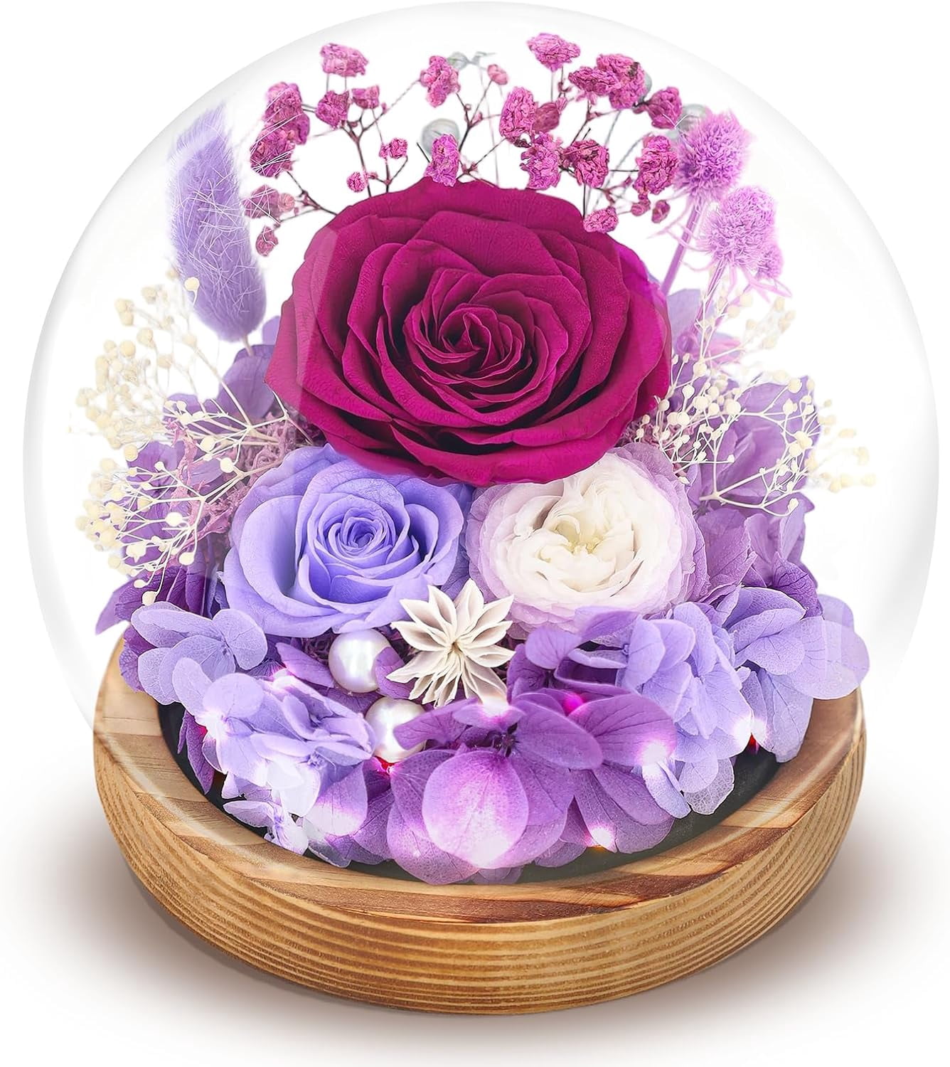 Preserved Flowers Roses in Glass Dome, Forever for Delivery Prime ...