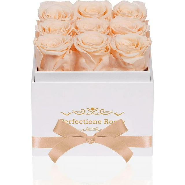 Preserved Flowers in a Box, Champagne Real Roses Long-Lasting Rose ...