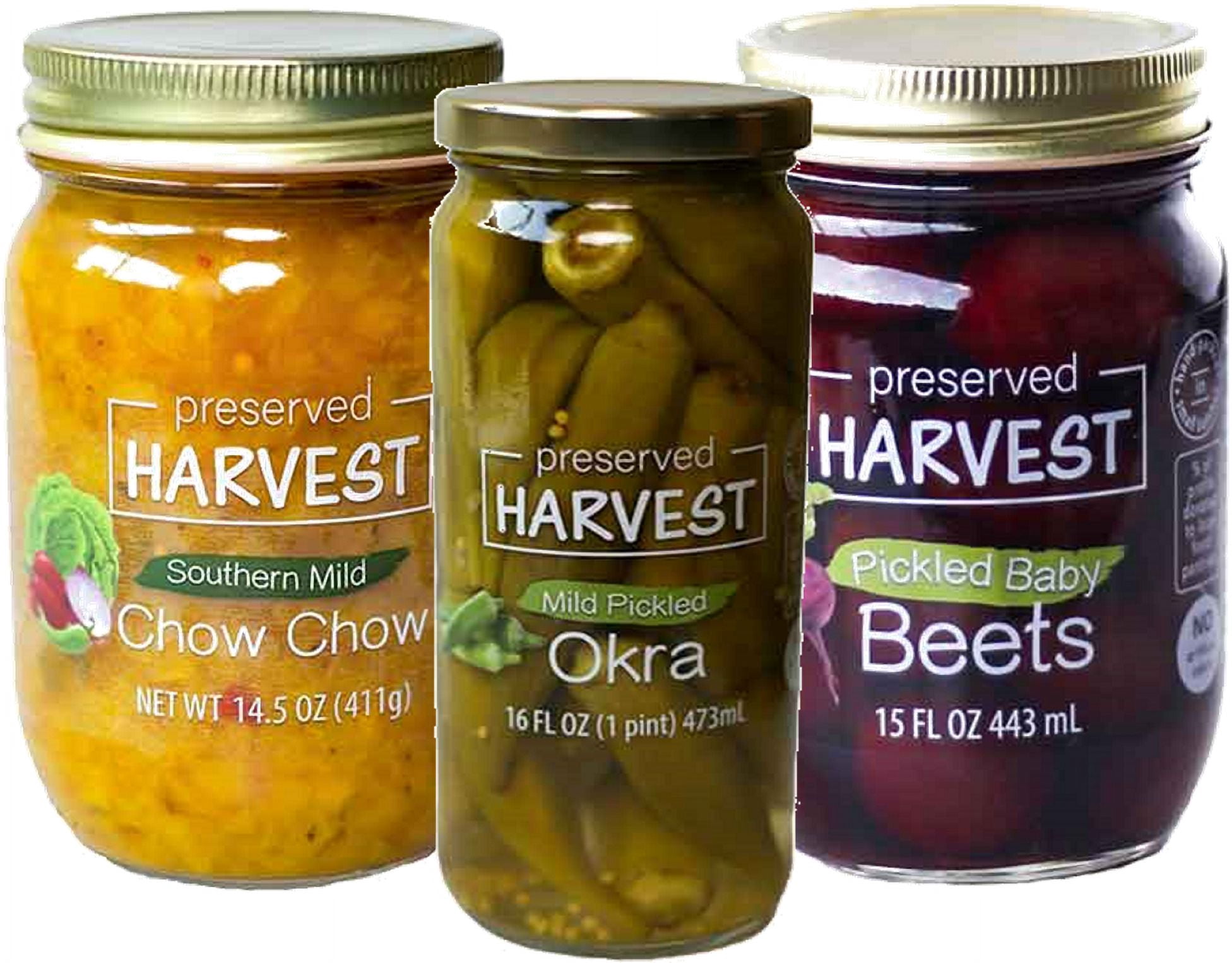 Preserved Harvest Mild Chow Chow, Baby Beets & Pickled Okra, Variety 3 ...