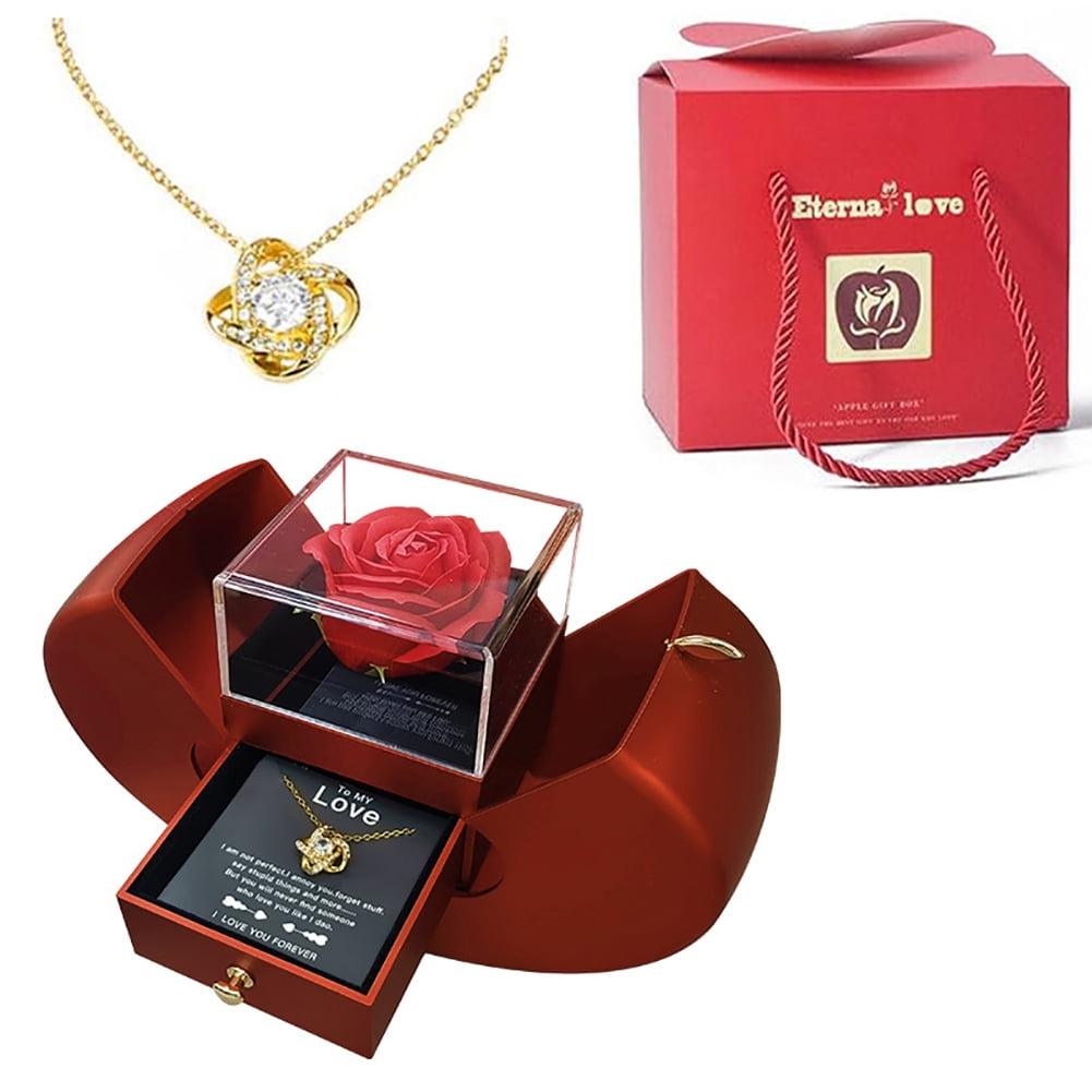 Preserved Red Rose with Necklace To My Love, Valentines Day Gifts For ...