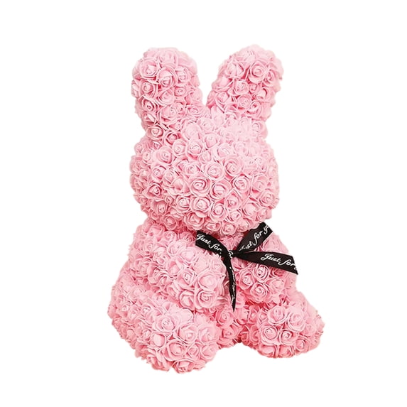 Preserved Rose with LED Light Bunny - 9.8" Eternal Flower Arrangement ...