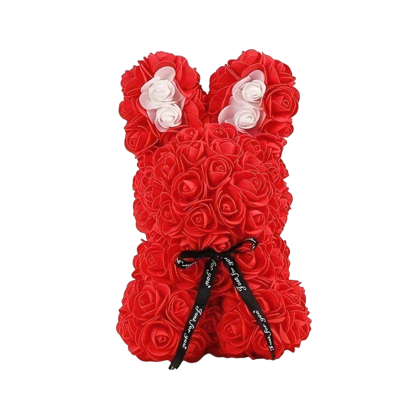 Preserved Rose with LED Light Bunny - 9.8" Eternal Flower Arrangement ...