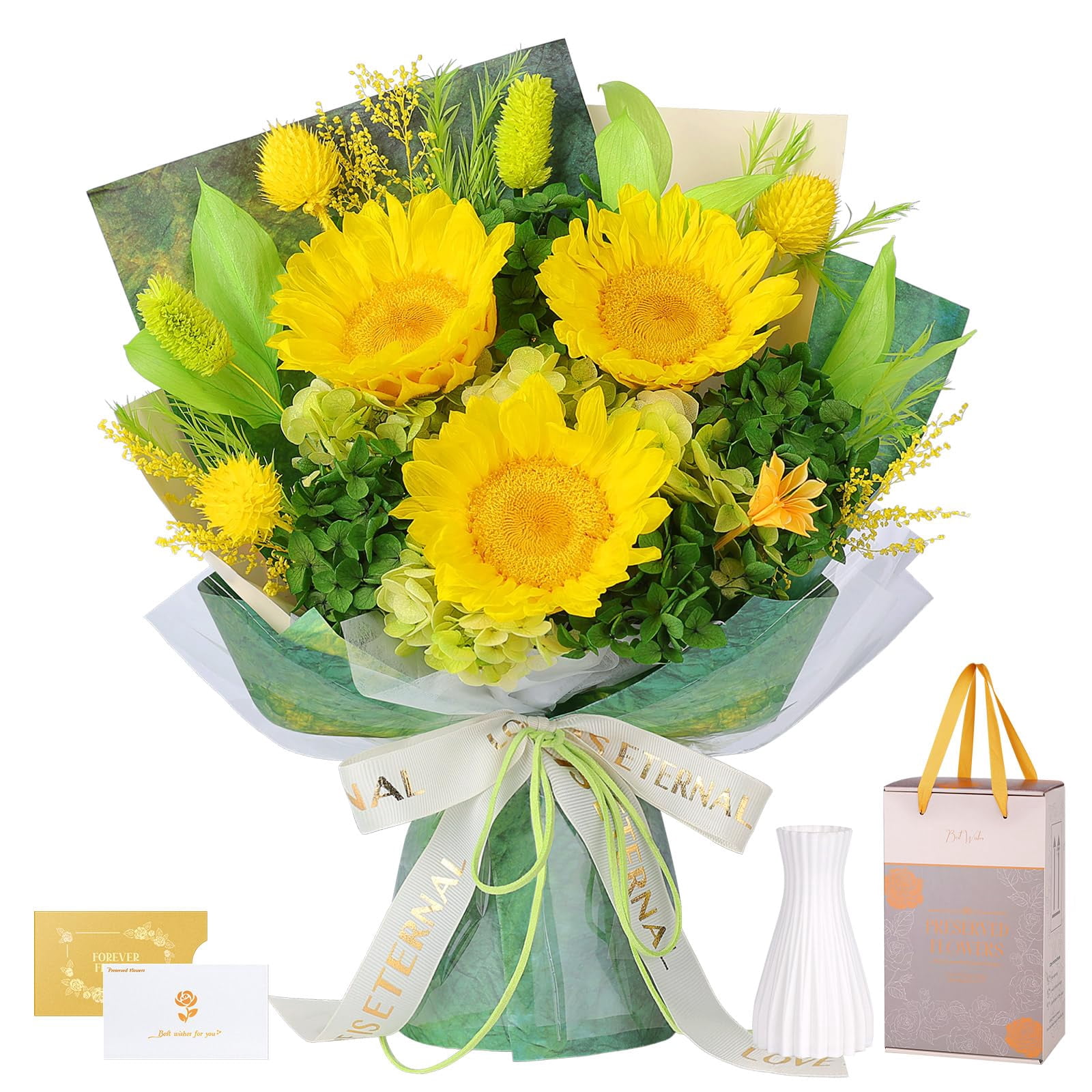 Preserved Sunflower Bouquet - Forever Flowers for Delivery, Long ...