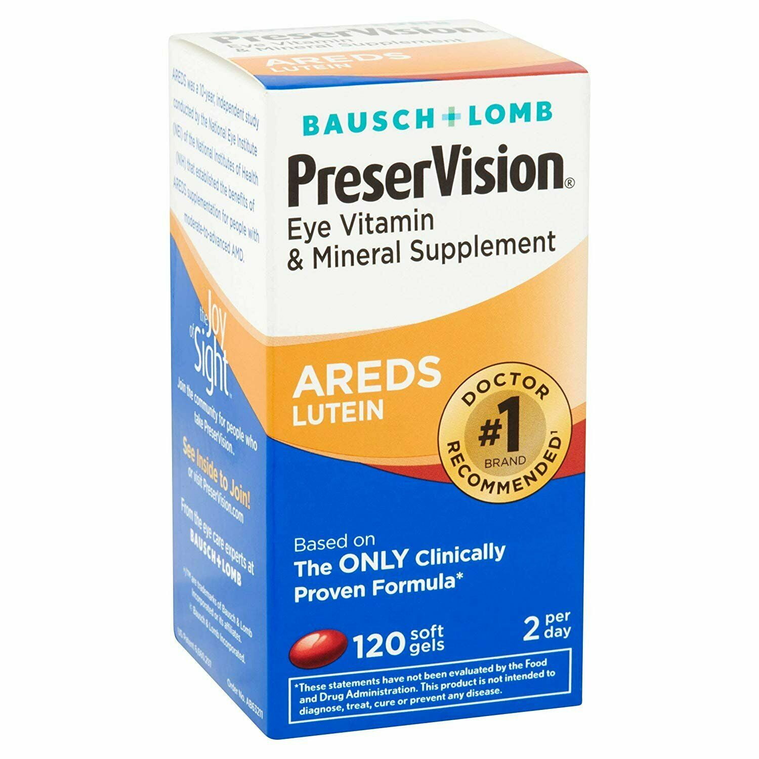 Preservision Eye Vitamin & Mineral Supplement Areds Lutein Softgels 120 ...