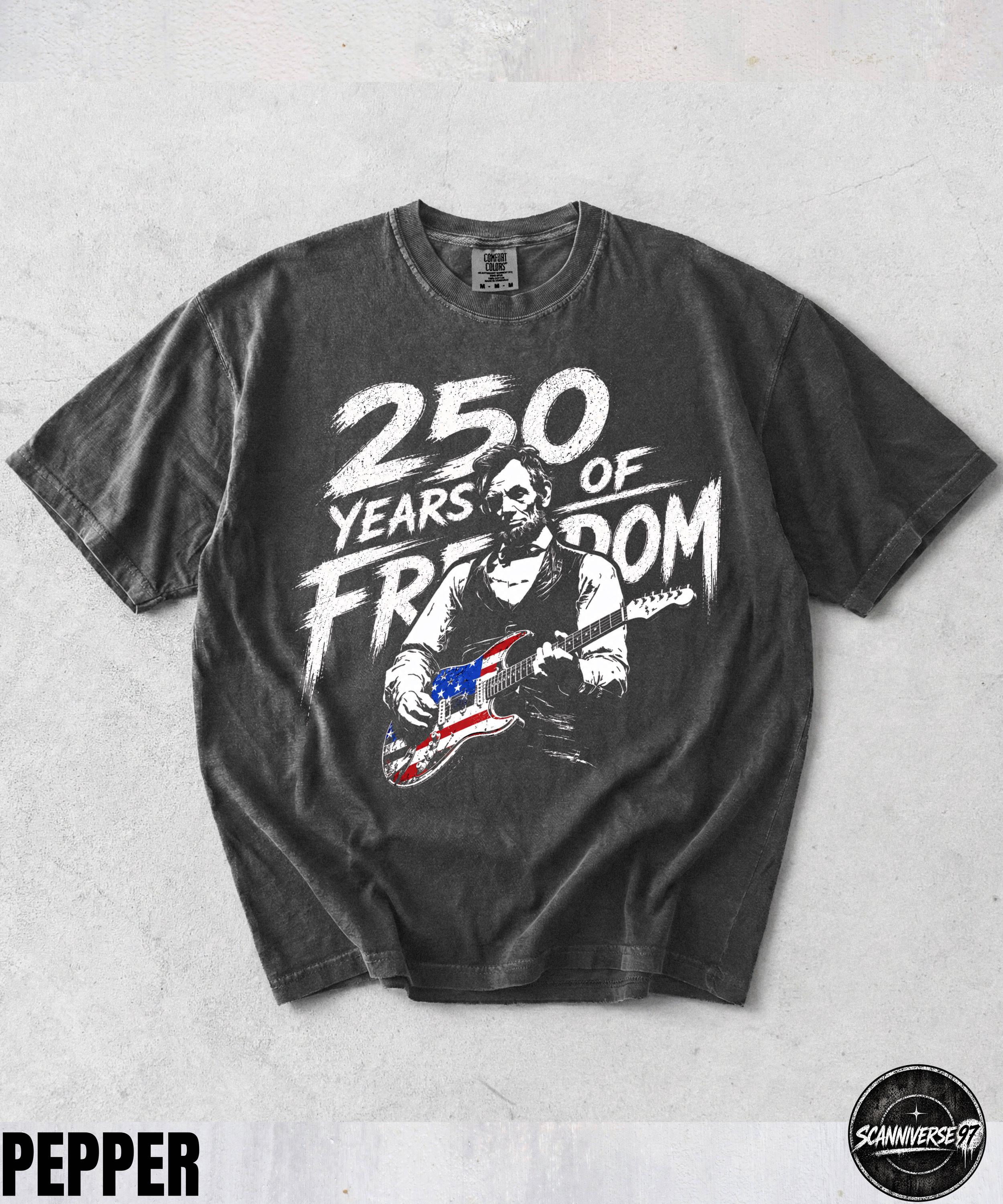 President Abraham Lincoln Playing Guitar T Shirt 250th Anniversary Tee ...