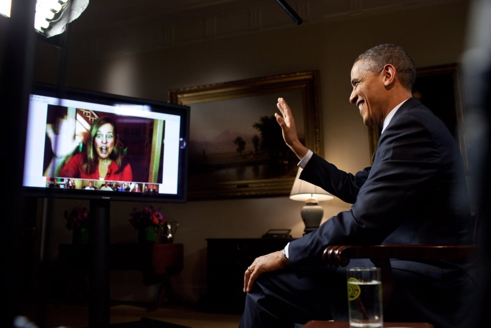 President Barack Obama Is Interviewed Via Youtube And Google At The ...