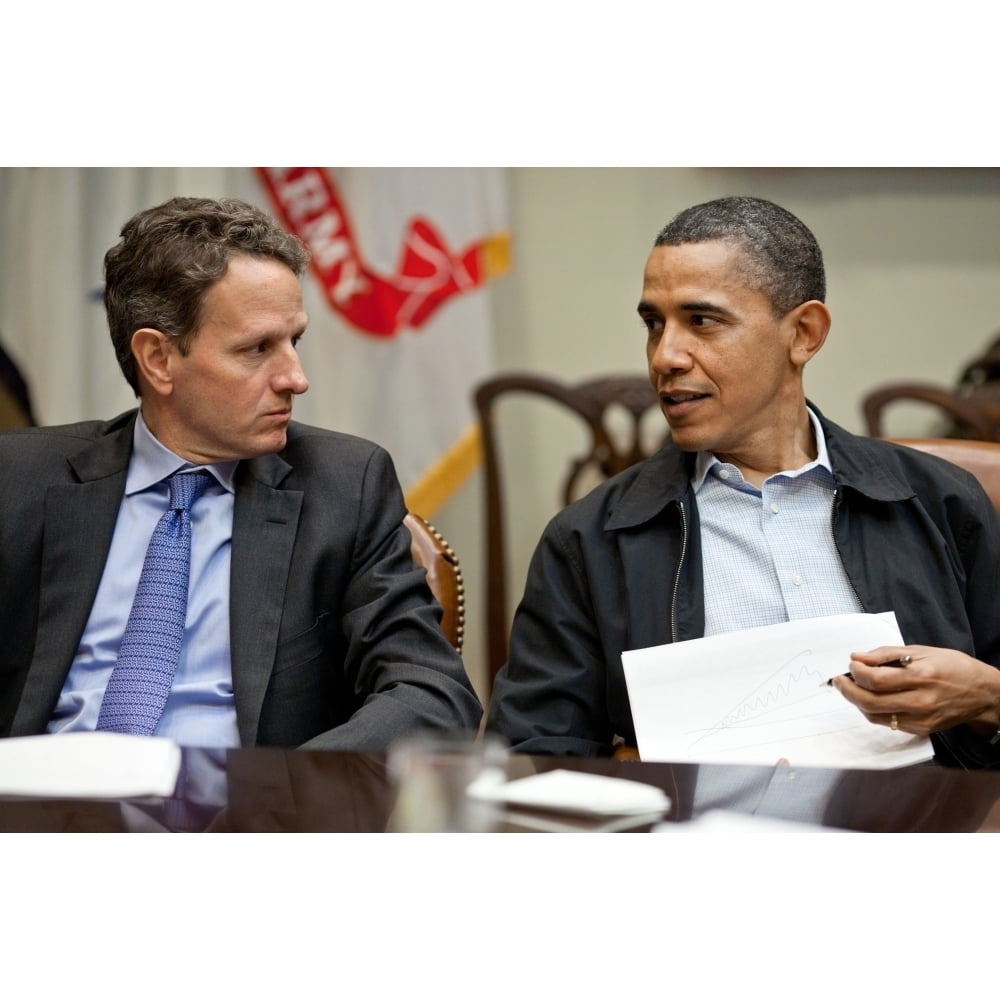 President Barack Obama Talks With Treasury Secretary Timothy Geithner ...