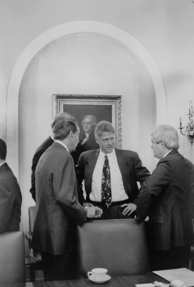 President Bill Clinton Meet With Republican Congressional Leaders In ...