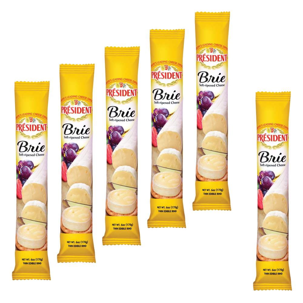 President Brie Log, 6OZ, Thin Edible Rind Cheese, Case of 6, Perfect ...