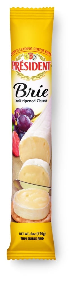 President Brie Log, 6OZ, Thin Edible Rind Cheese, Case of 6, Perfect ...