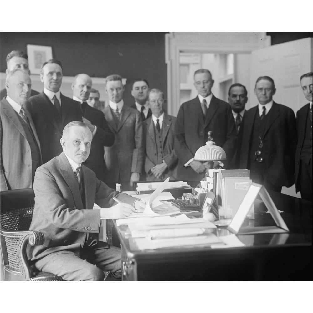 President Calvin Coolidge (1872-33) Signing A Bill Into Law In 1924 ...