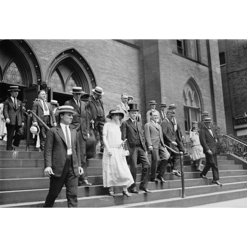 President Calvin Coolidge And First Lady Grace Coolidge Leaving Church ...