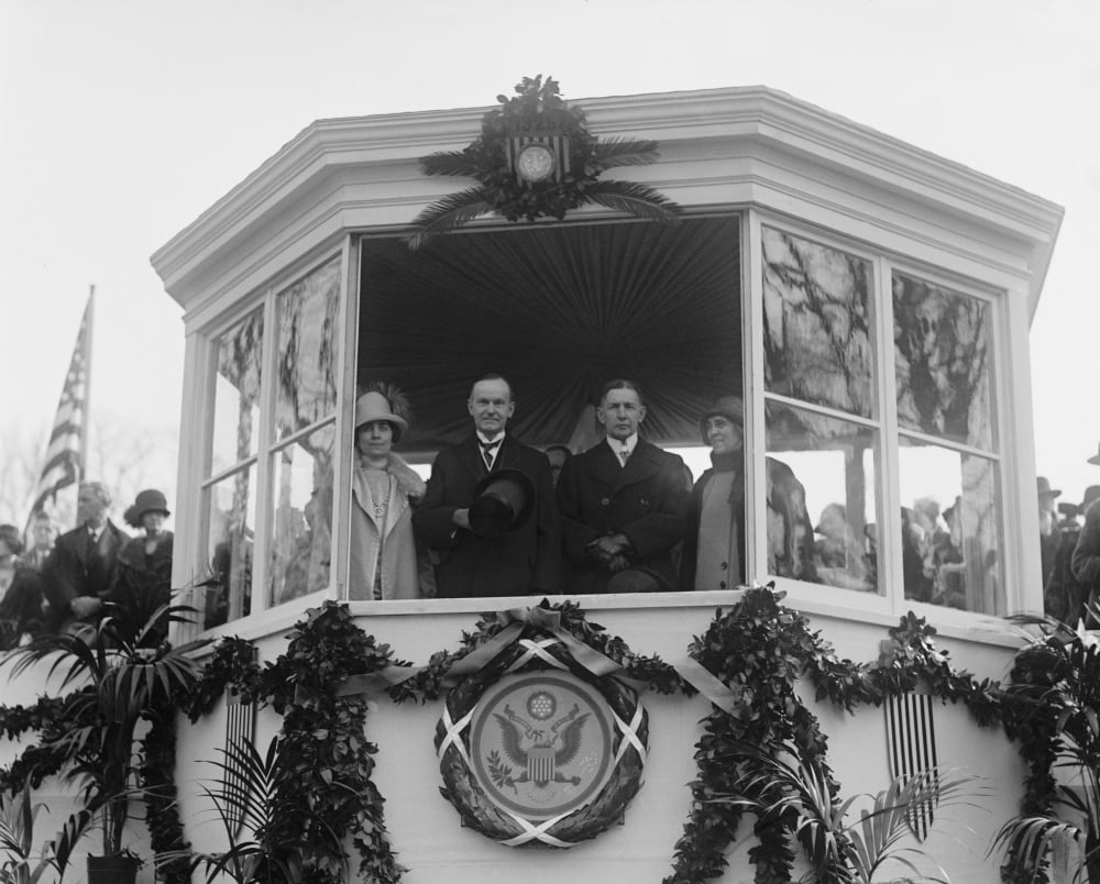 President Calvin Coolidge And Vp Charles Dawes In The Reviewing Stand ...