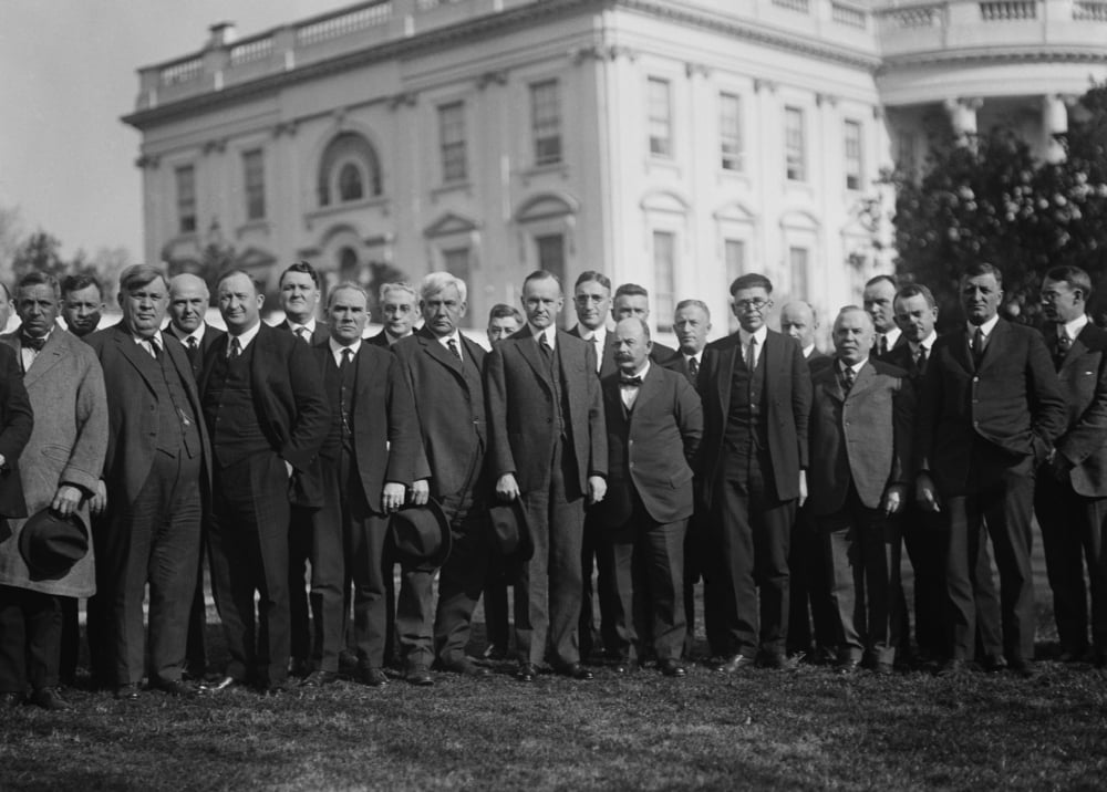 President Calvin Coolidge With Farmers From The Wheat Growing States ...