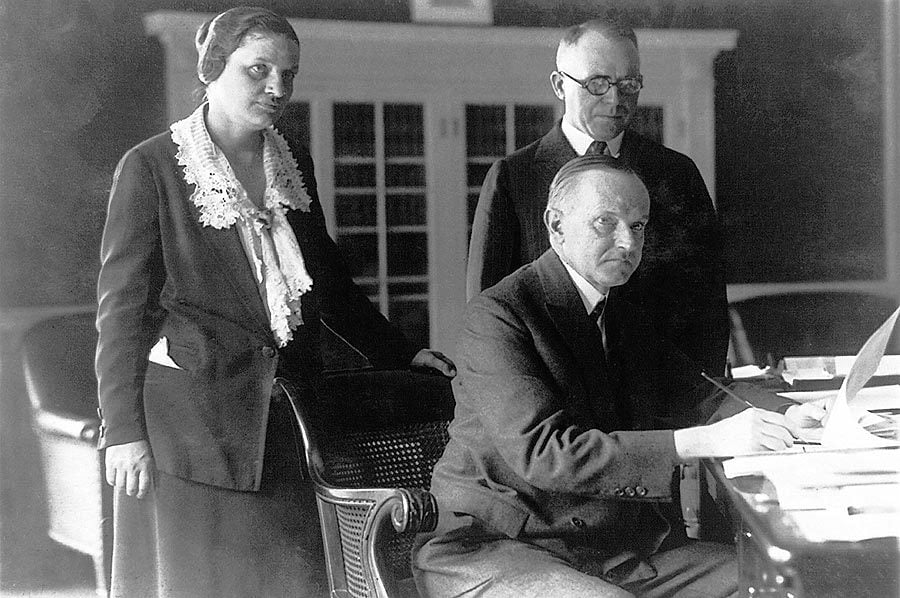 President Calvin Coolidge at Desk Style - A - 24x36 Inch Laminated ...