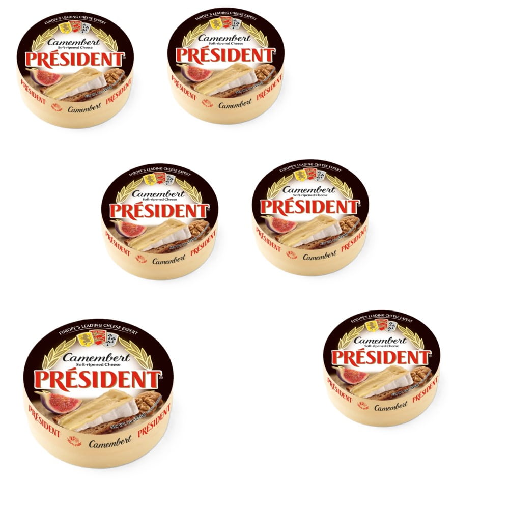 President 8oz Camembert Soft-Ripened Cheese, Creamy and Mild, 6 Pack ...