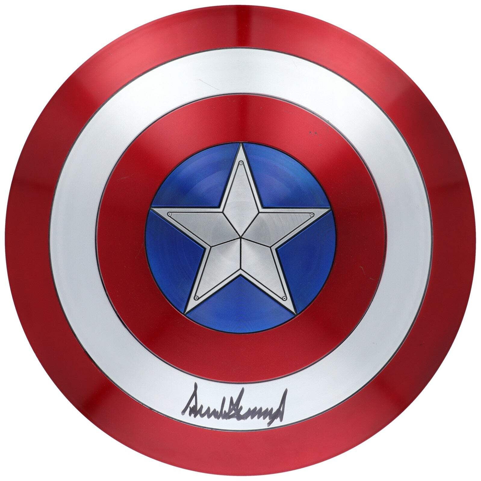 President Donald Trump Full Name Signed Large Captain America Shield ...
