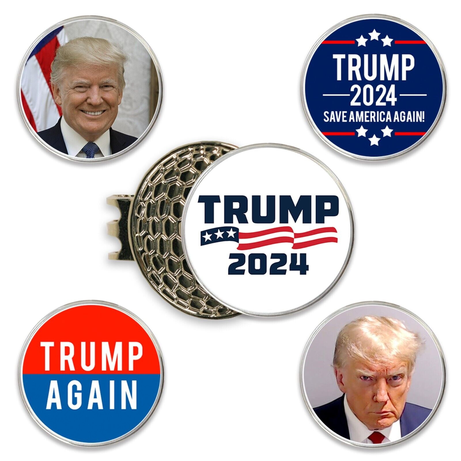President Donald Trump Golf Ball Markers Set of 5 with 1 Magnetic Hat ...