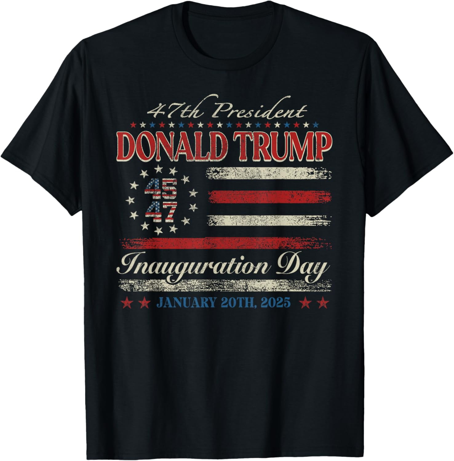 President Donald Trump Inauguration Day 2025 Vintage US Flag T-Shirt ...