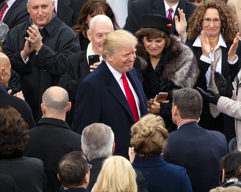 President Donald Trump in Crowd Inauguration - 20x30 Inch Laminated ...