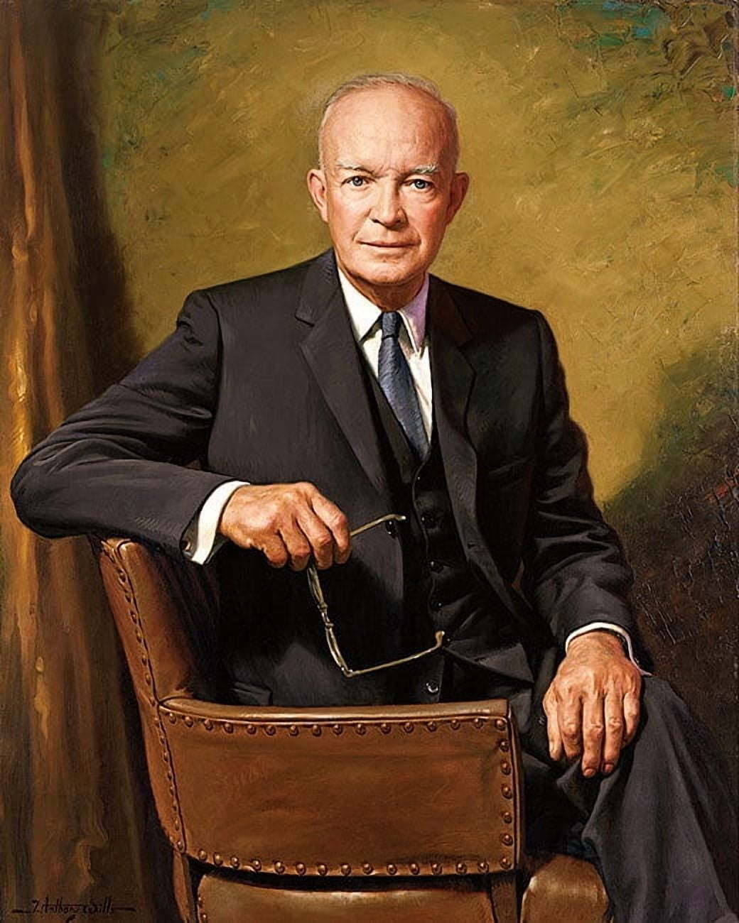 President Dwight D. Eisenhower Portrait Painting - 12x18 Inch Laminated ...