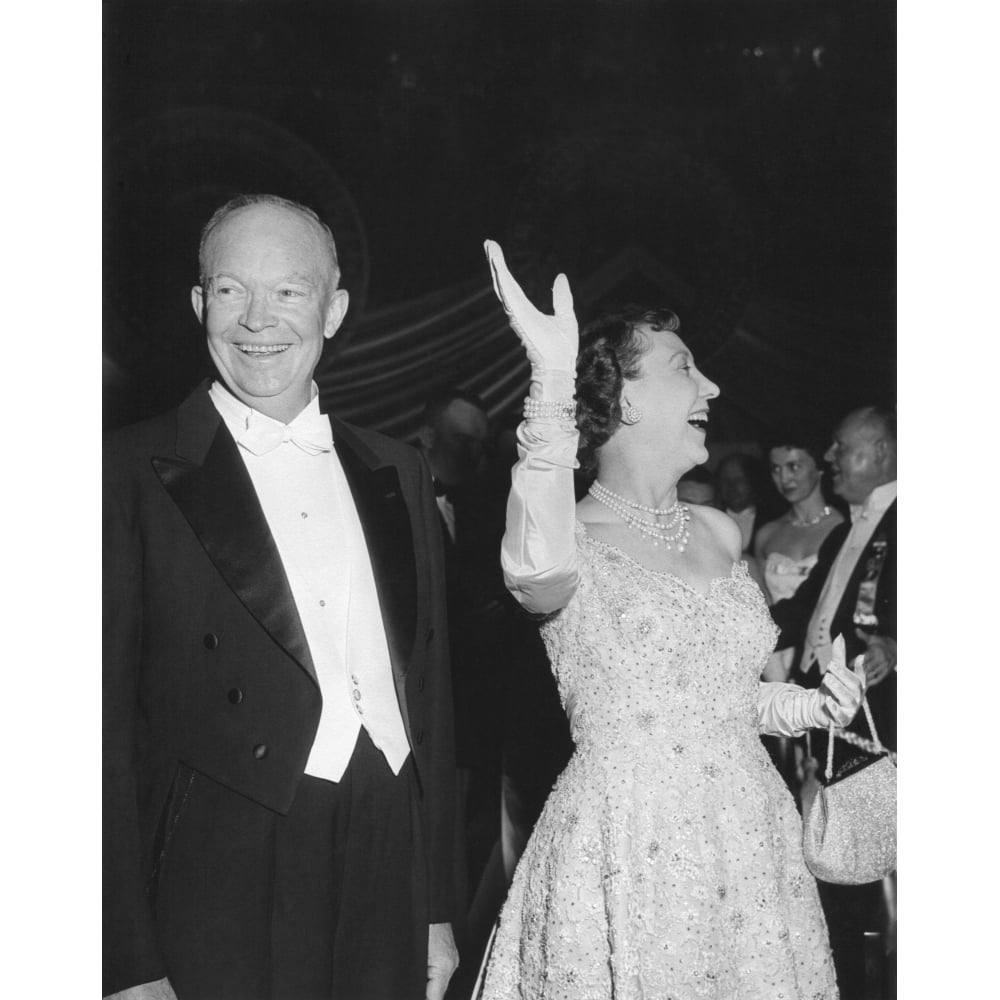 President Eisenhower And First Lady Mamie Greeting The Crowd At An ...