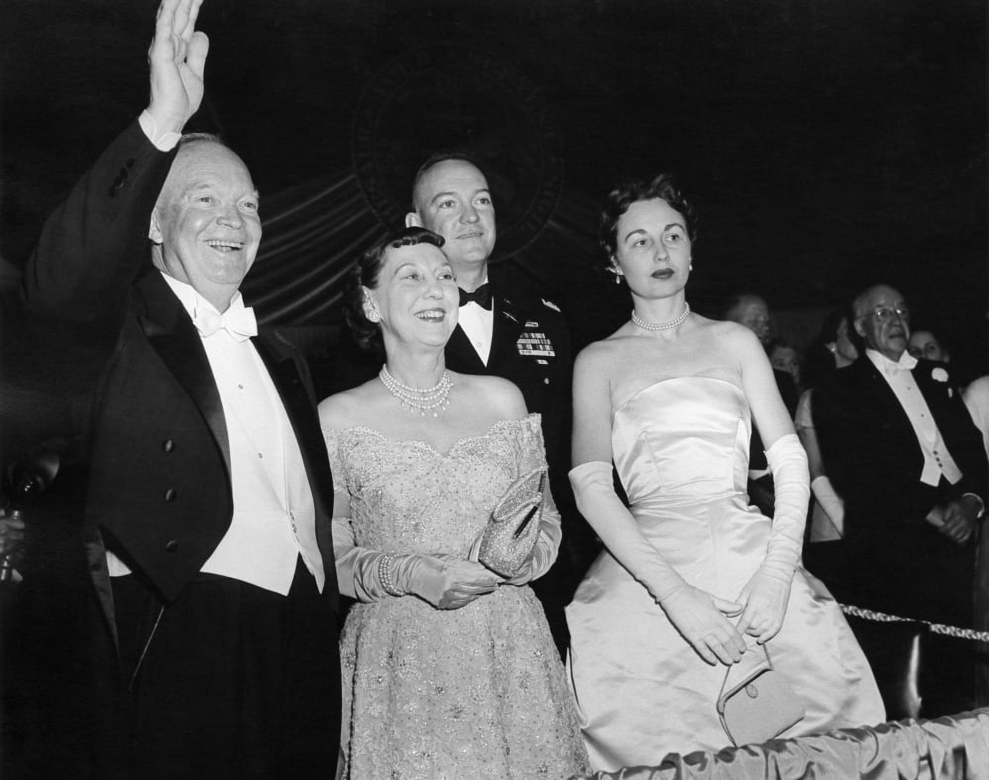 President Eisenhower And First Lady Mamie Greeting The Crowd At An ...