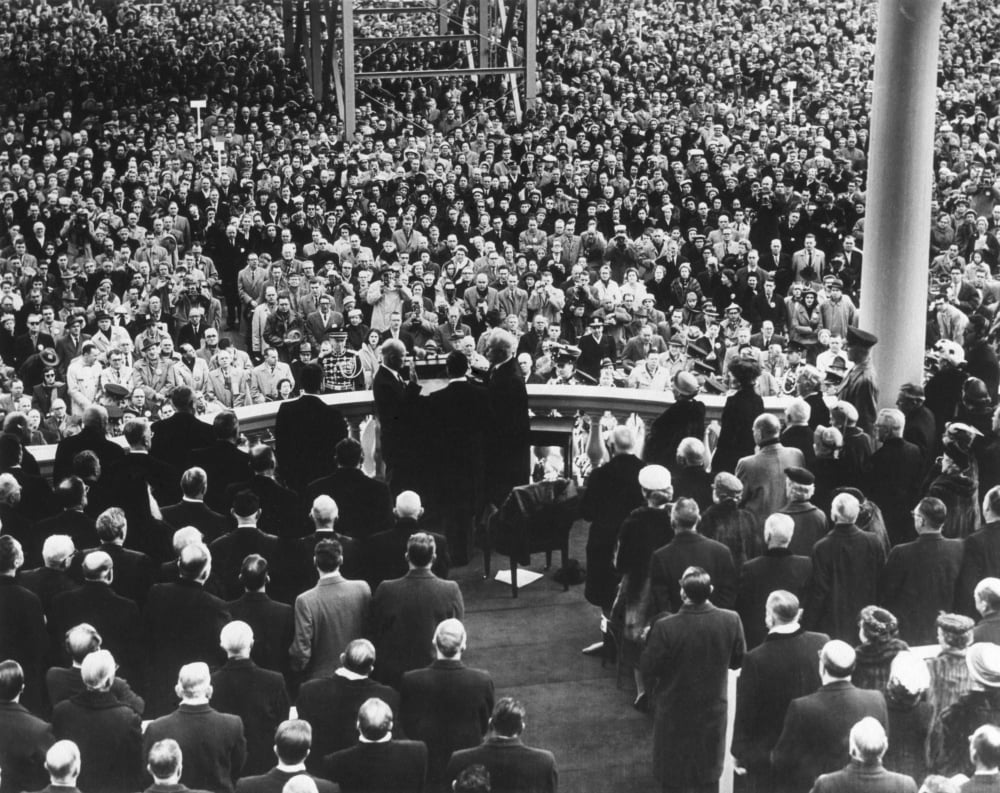 President Eisenhower Sworn In By Chief Justice Earl Warren At The ...