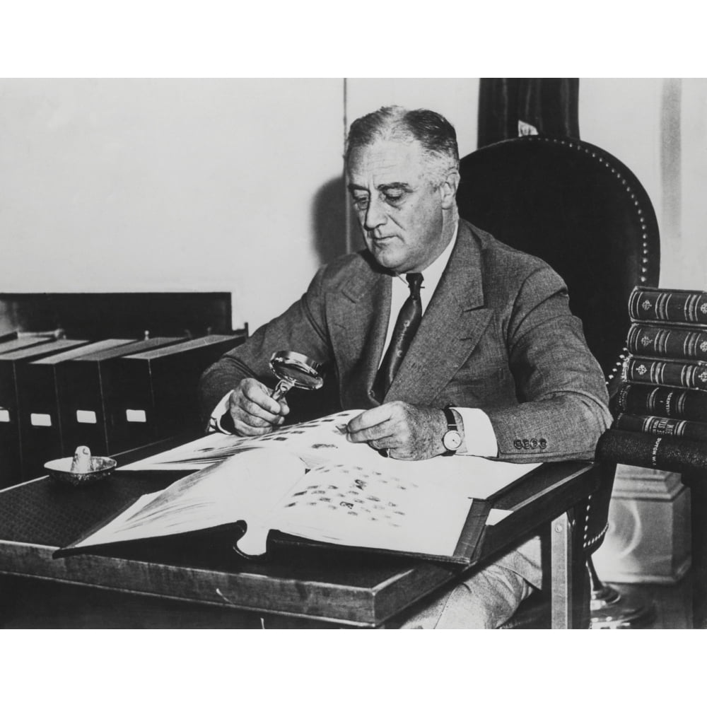 President Franklin Roosevelt With His Stamp Collection At The White ...