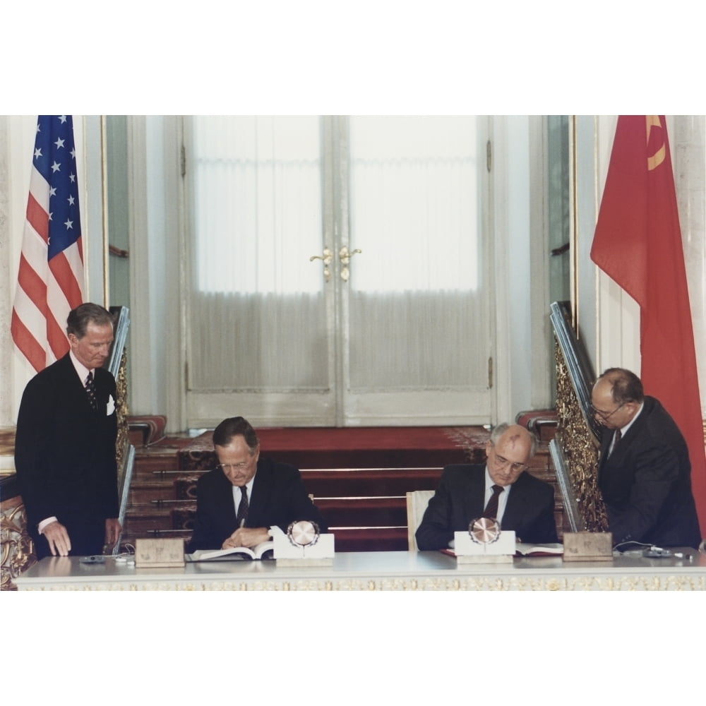 President George Bush And Soviet President Mikhail Gorbachev Sign The ...
