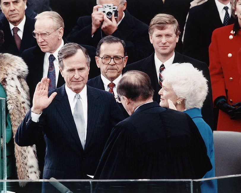 President George Bush Oath of Office - Style A - 20x30 Inch Laminated ...