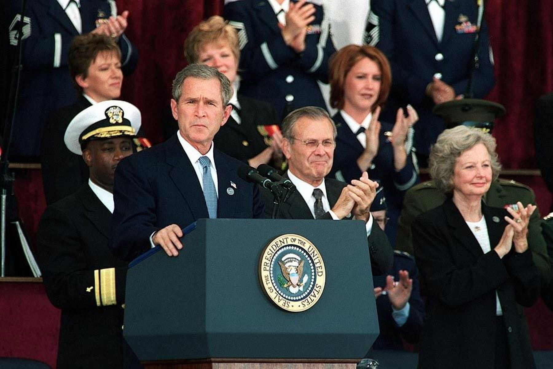 President George W. Bush & Donald Rumsfeld - 20x30 Inch Laminated ...