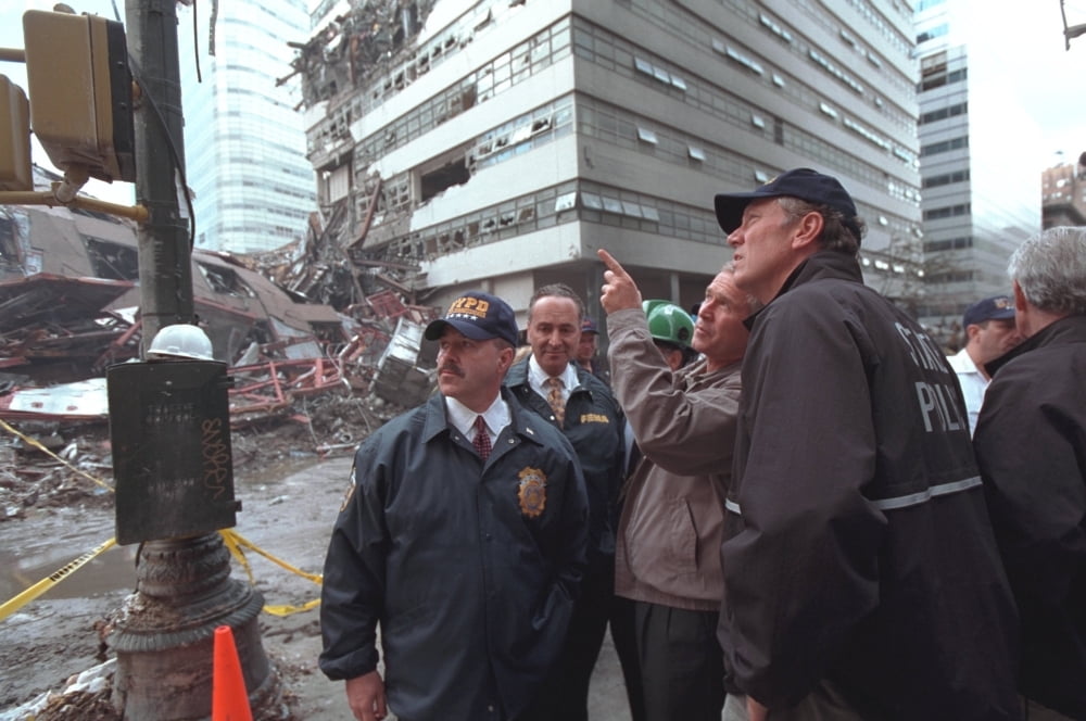 President George W. Bush Visits World Trade Center Ruins In New York ...