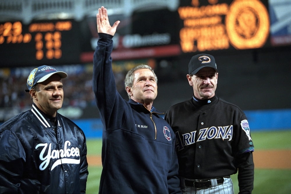 President George W. Bush Waves To The World Series Crowd At Yankee ...