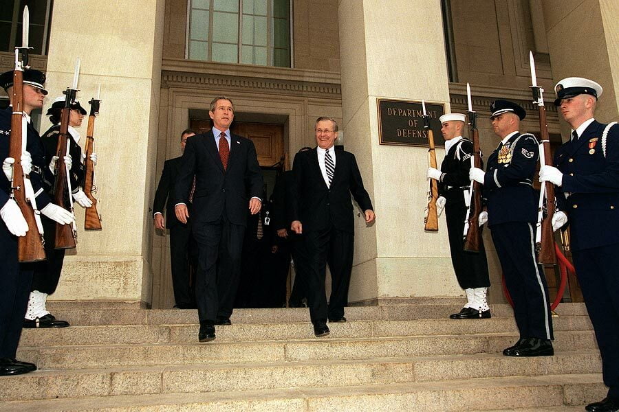 President George W. Bush and Rumsfeld - 12x18 Inch Laminated Poster ...