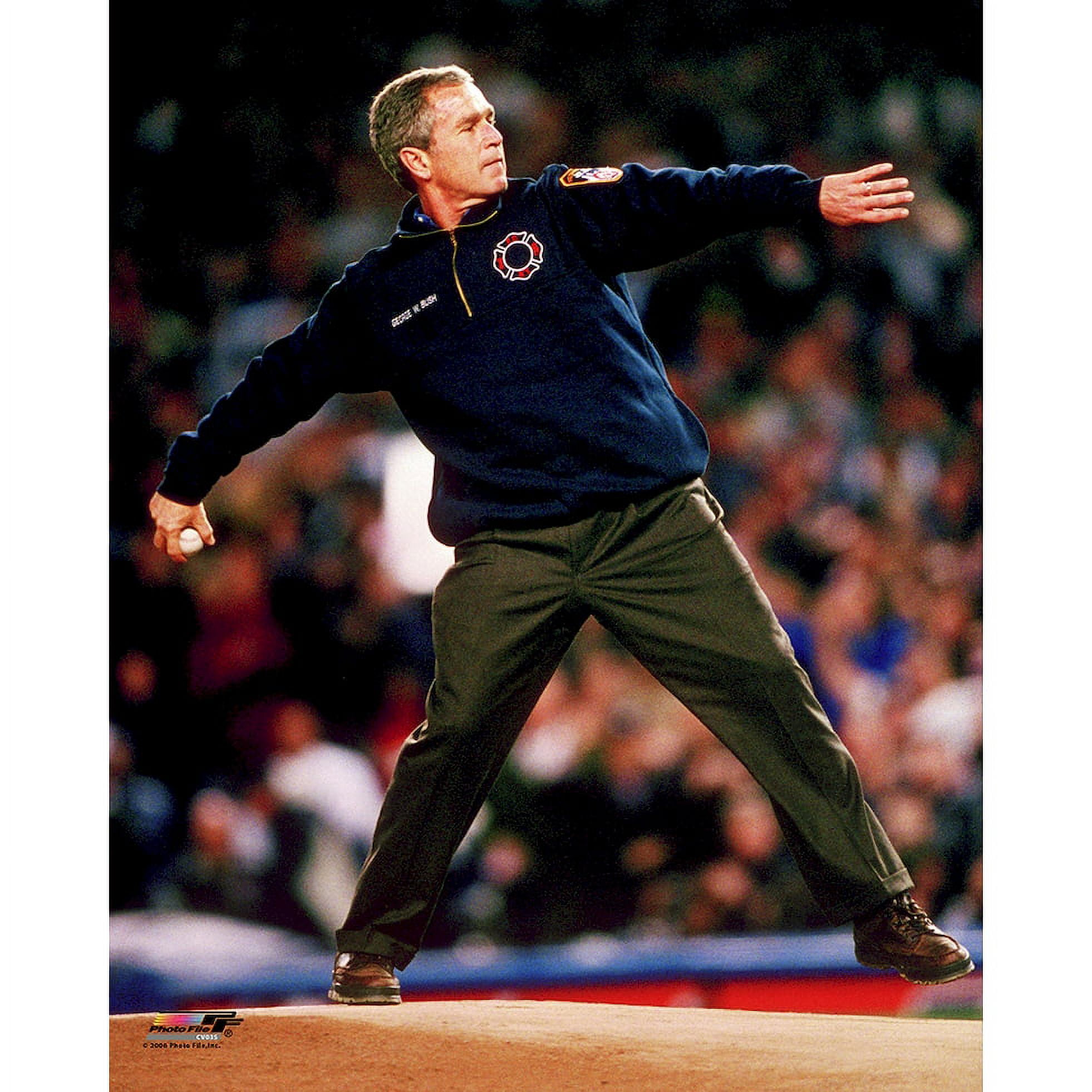 President George W. Bush throws out the 1st pitch at Yankee Stadium ...