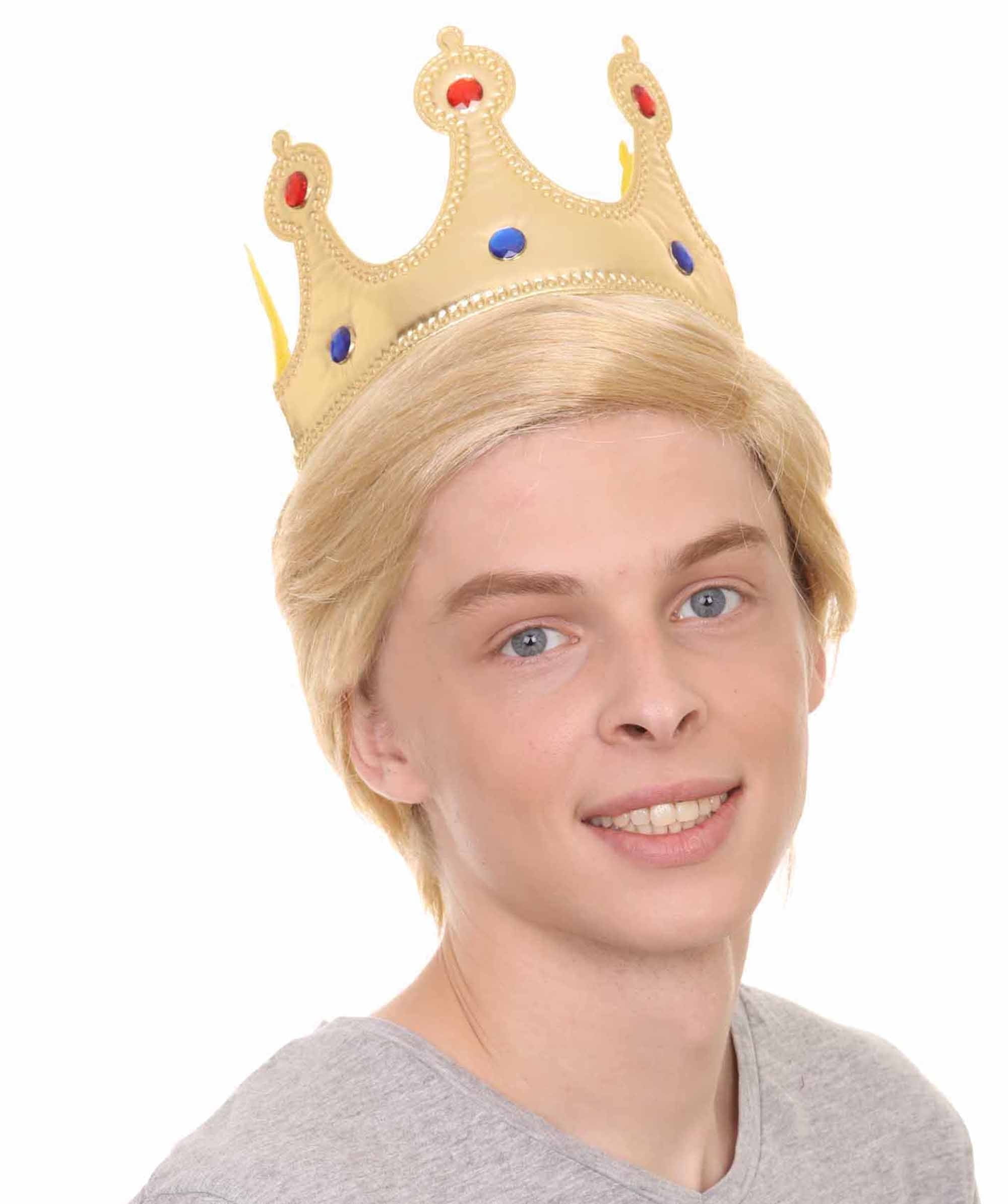 President II Mens Wig w/ Golden Jeweled Crown | Blonde Wig | Premium ...